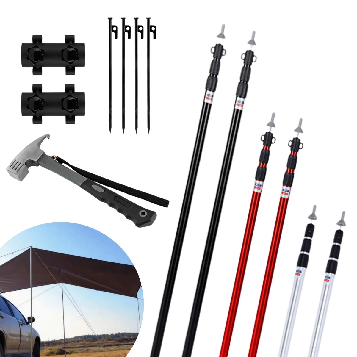 Bâtons Mâts Réglables Pliable - Support Tente de toit camping – Woody’s ...